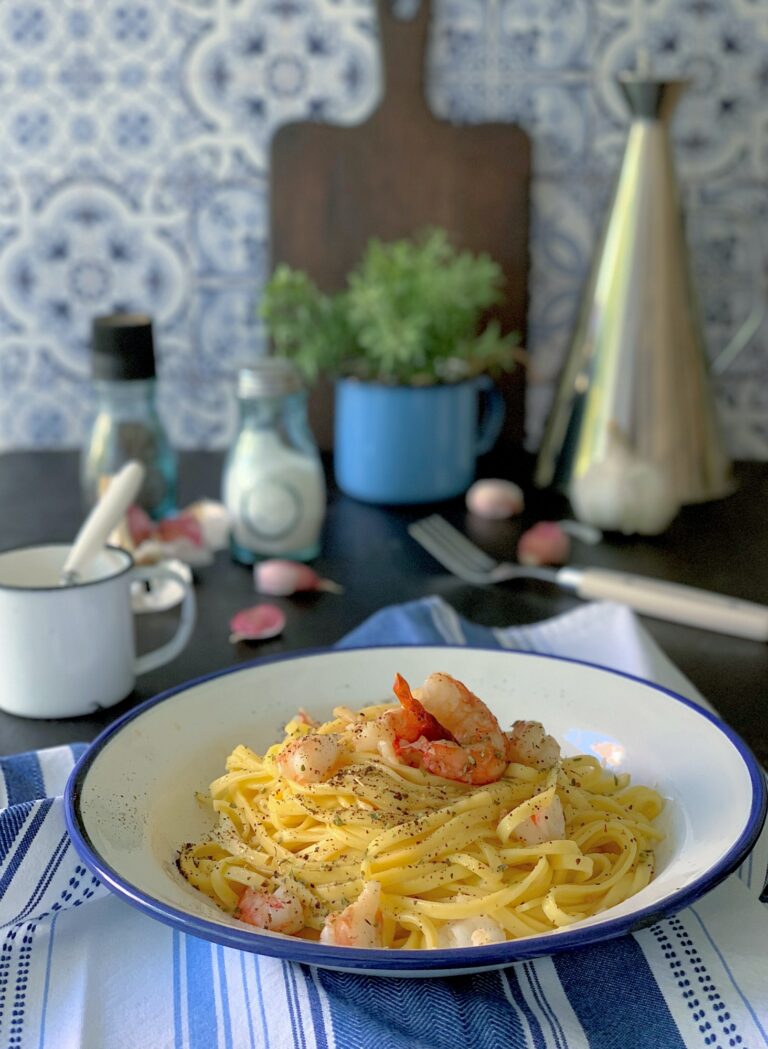 Espaguettis con gambas al ajillo - Cocinando con Neus